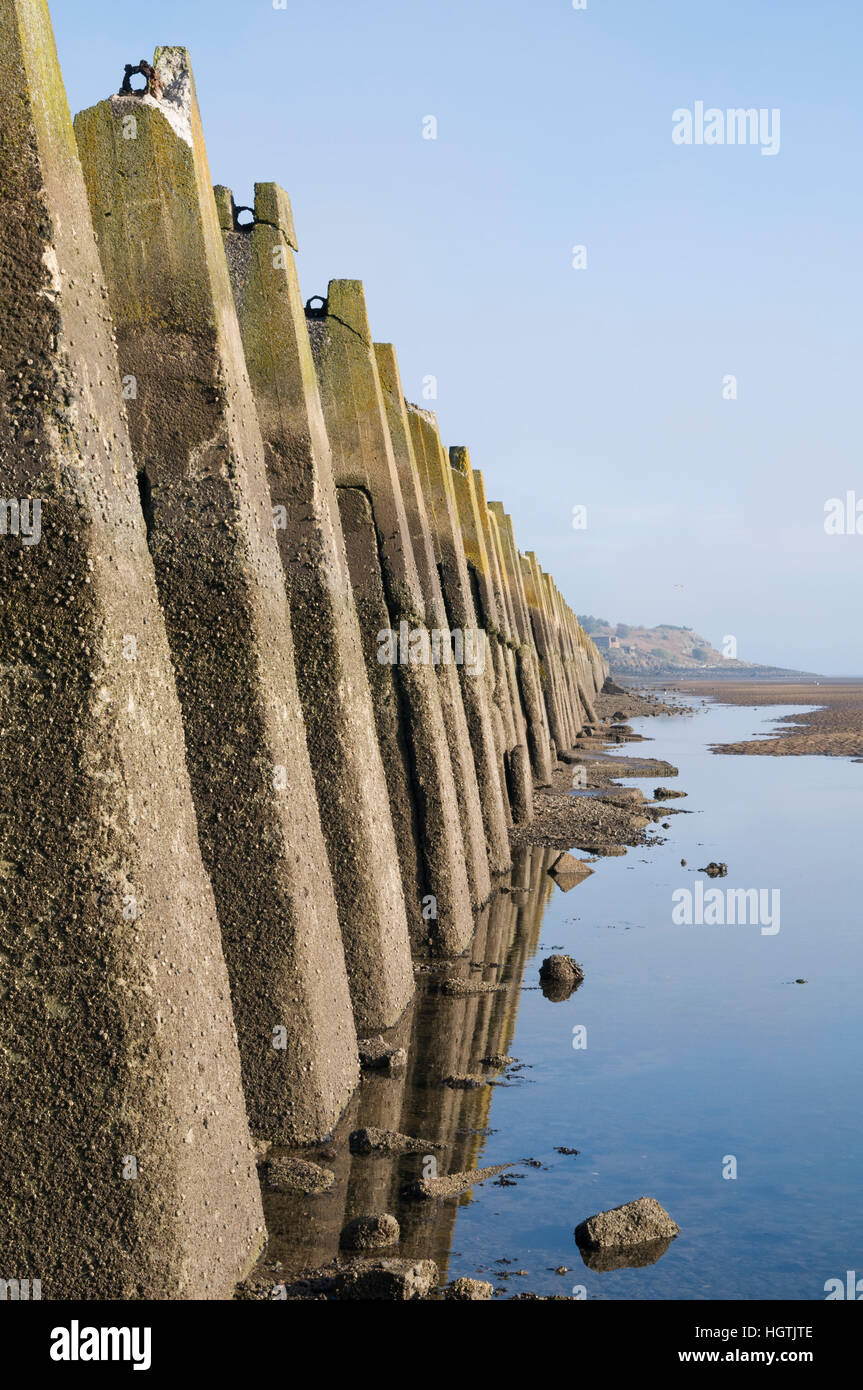 Edinburgh's Cramond Causeway out over the River Forth to Cramond Island ...