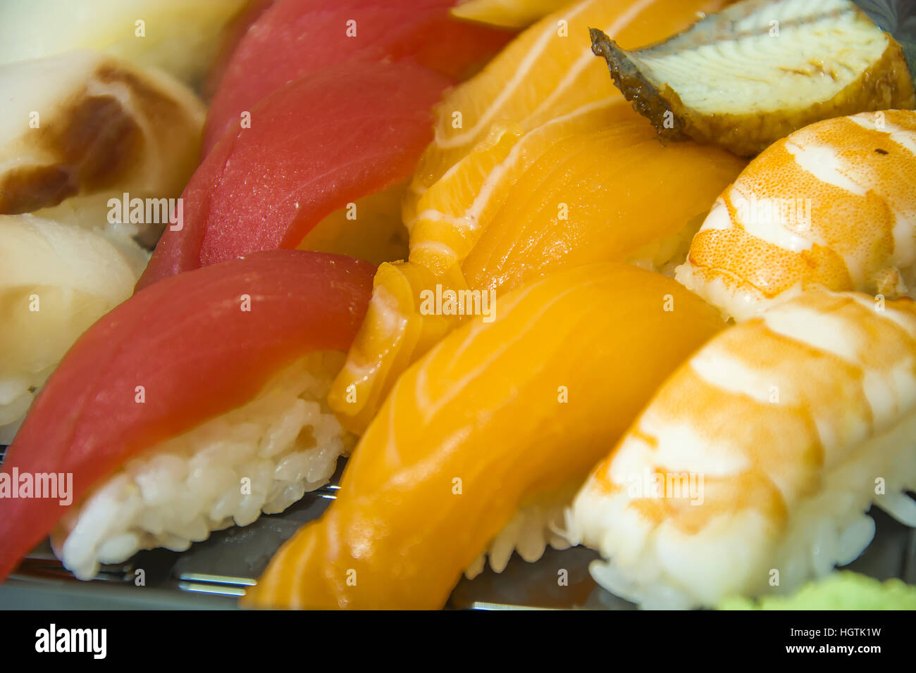 fresh sushi dinner with rice and fish Stock Photo - Alamy