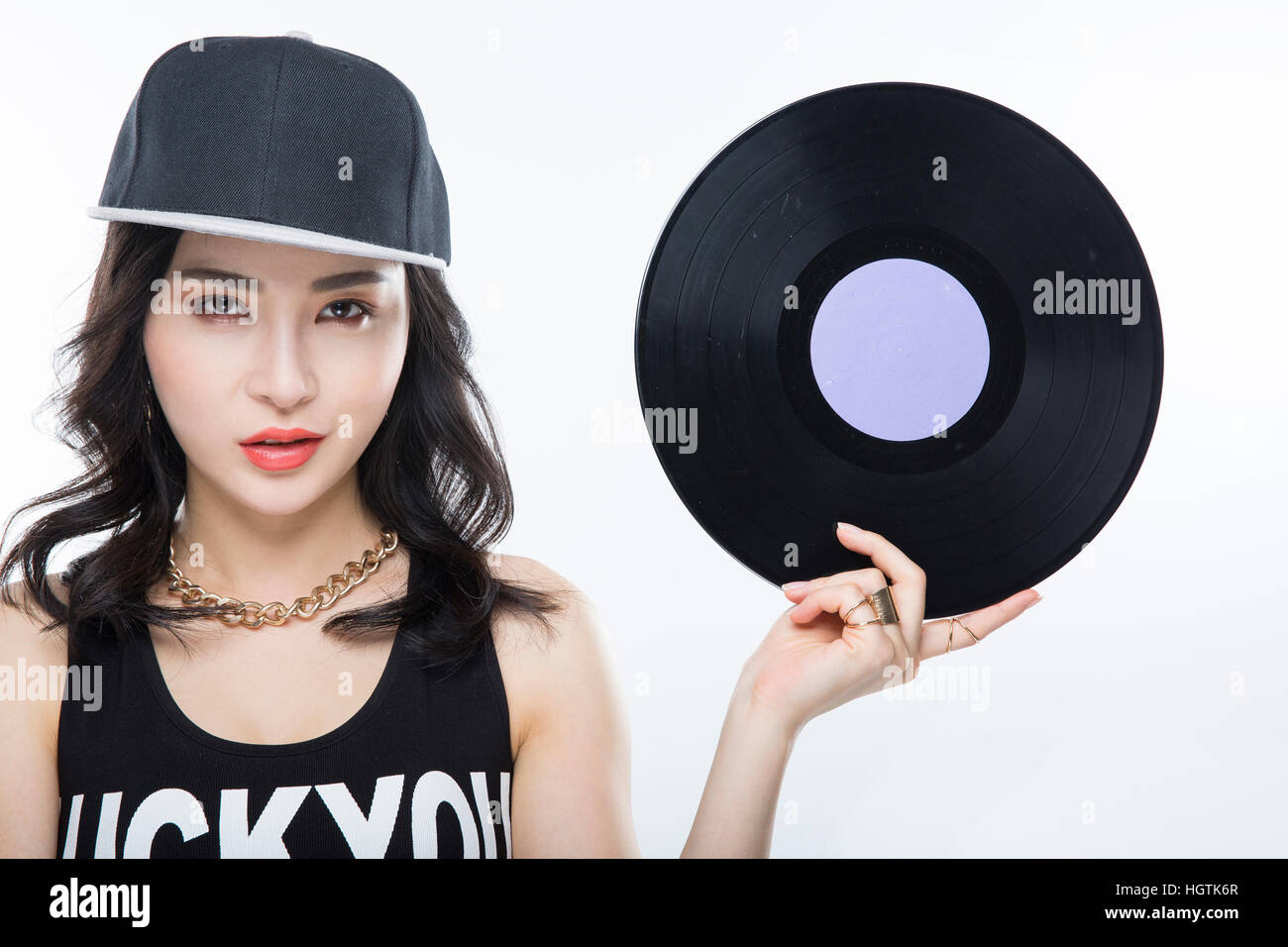 Woman in record hi-res stock photography and images - Alamy