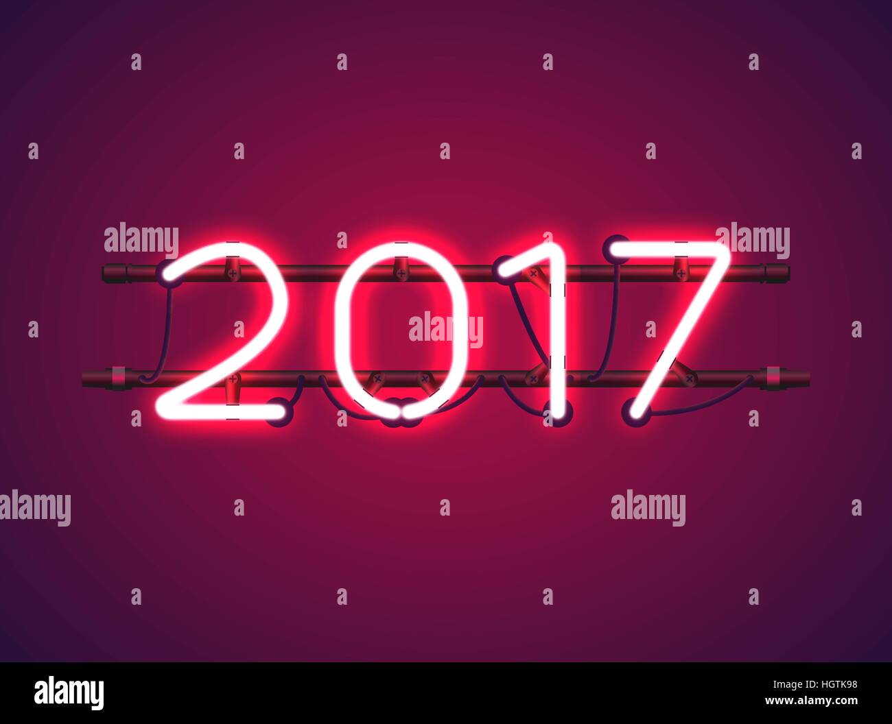 Glowing Red Neon sign 2017 with wires, tubes, brackets and holders ...