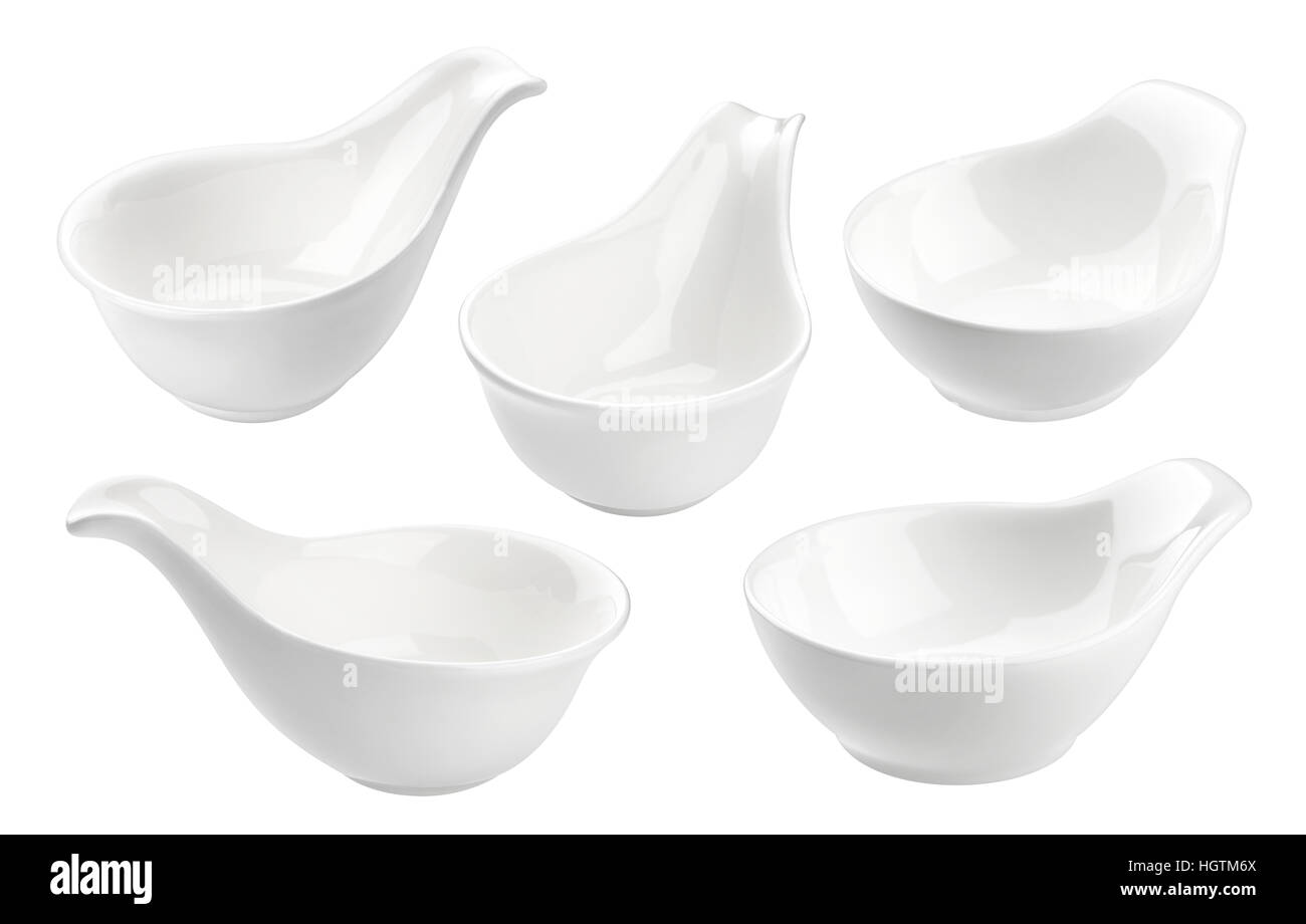Empty sauce bowl isolated on white background Stock Photo - Alamy