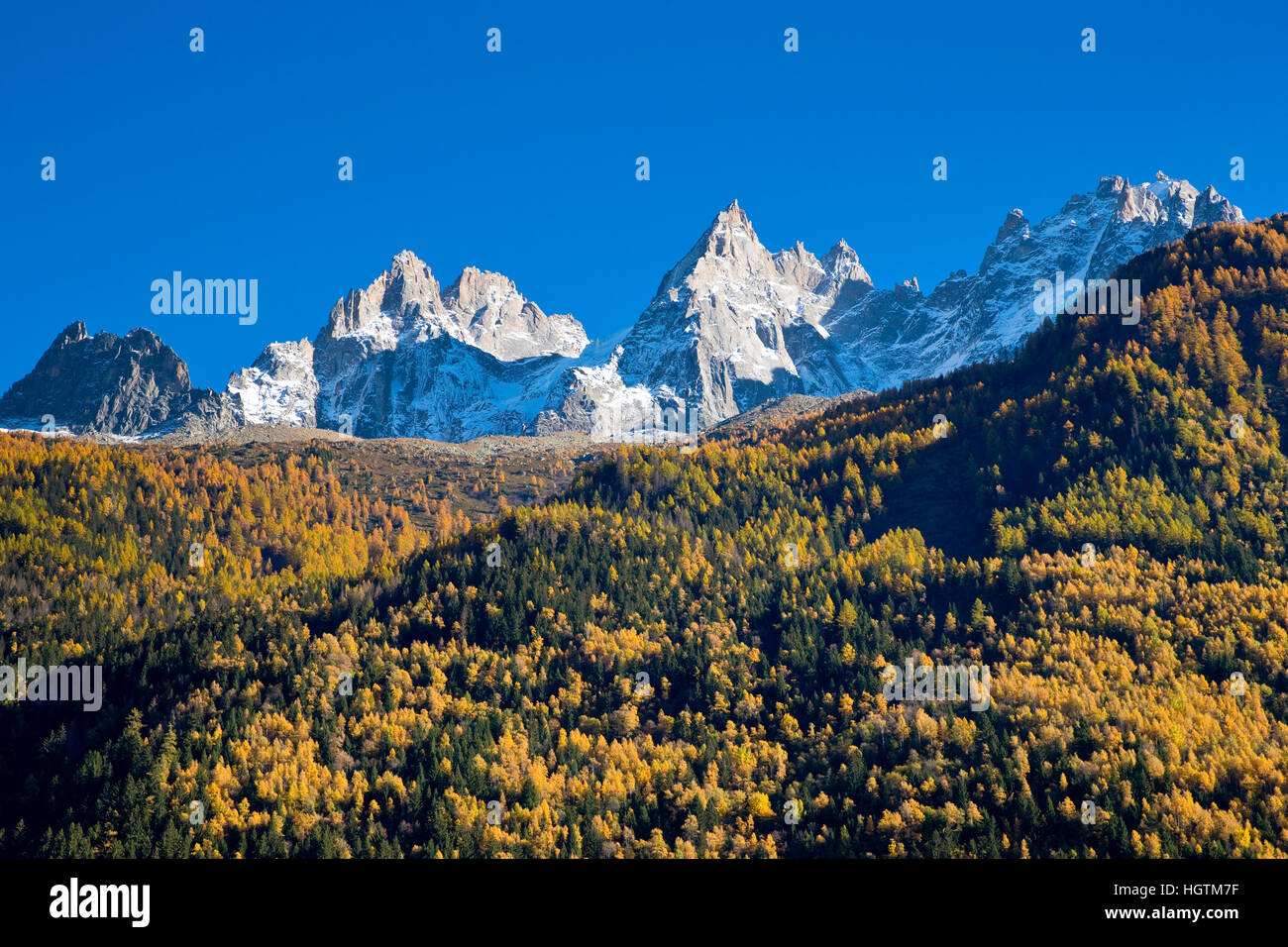 Mont Blanc massif in autumn from Chamonix, France Stock Photo - Alamy