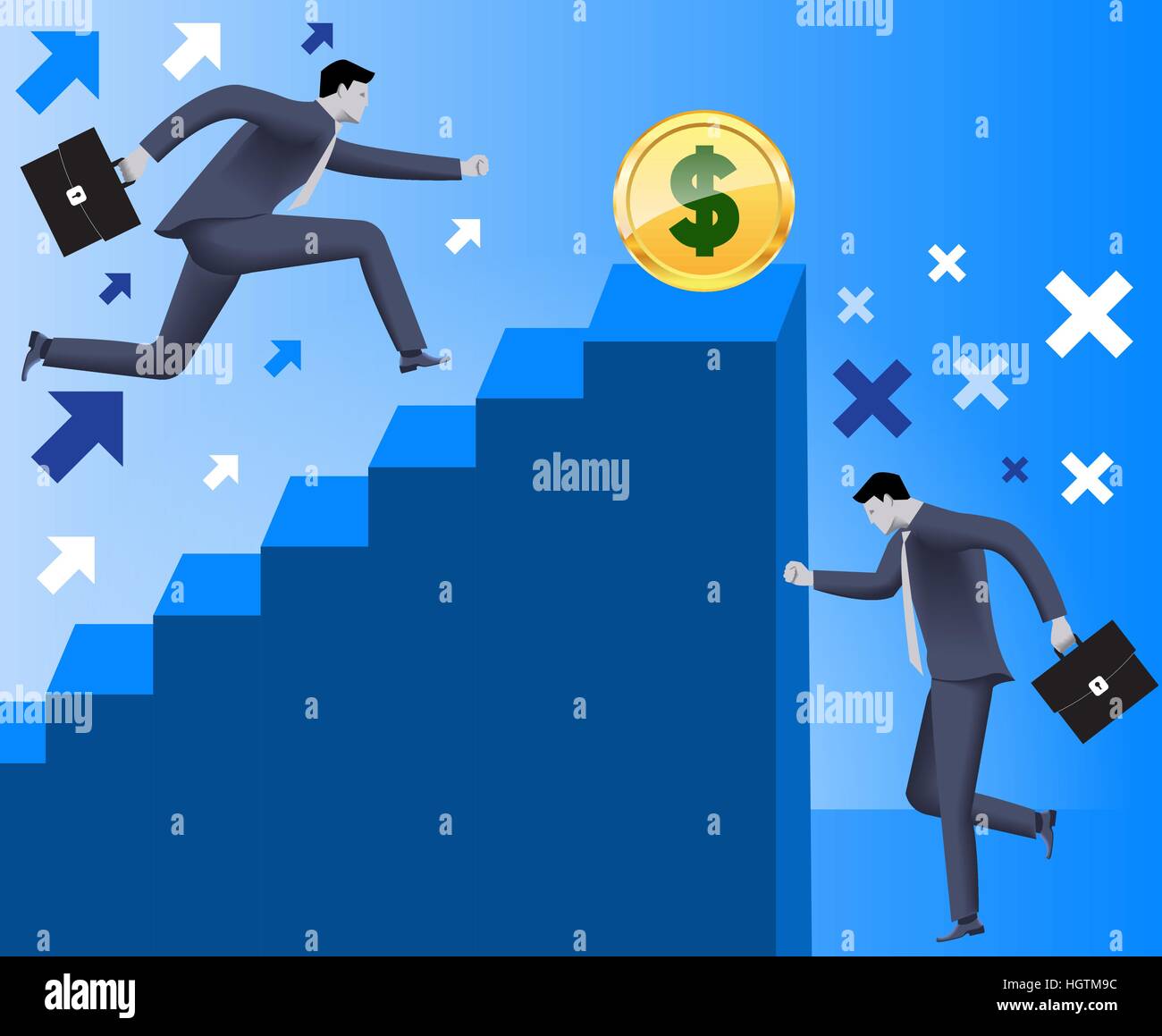 Career inequality business concept. Different carrier opportunities for ...
