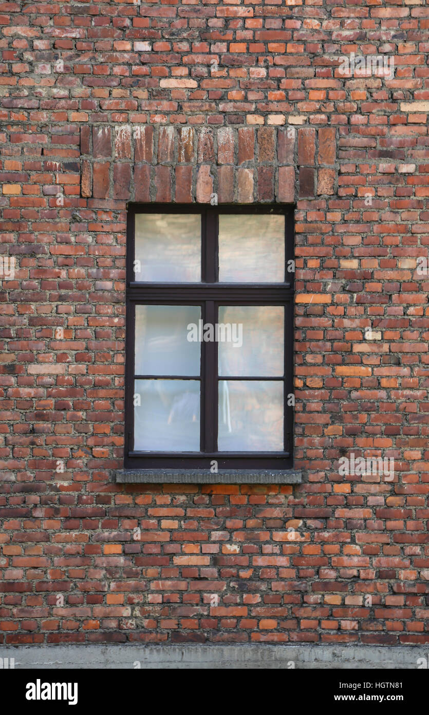 old brick wall with a rectangular window Stock Photo - Alamy