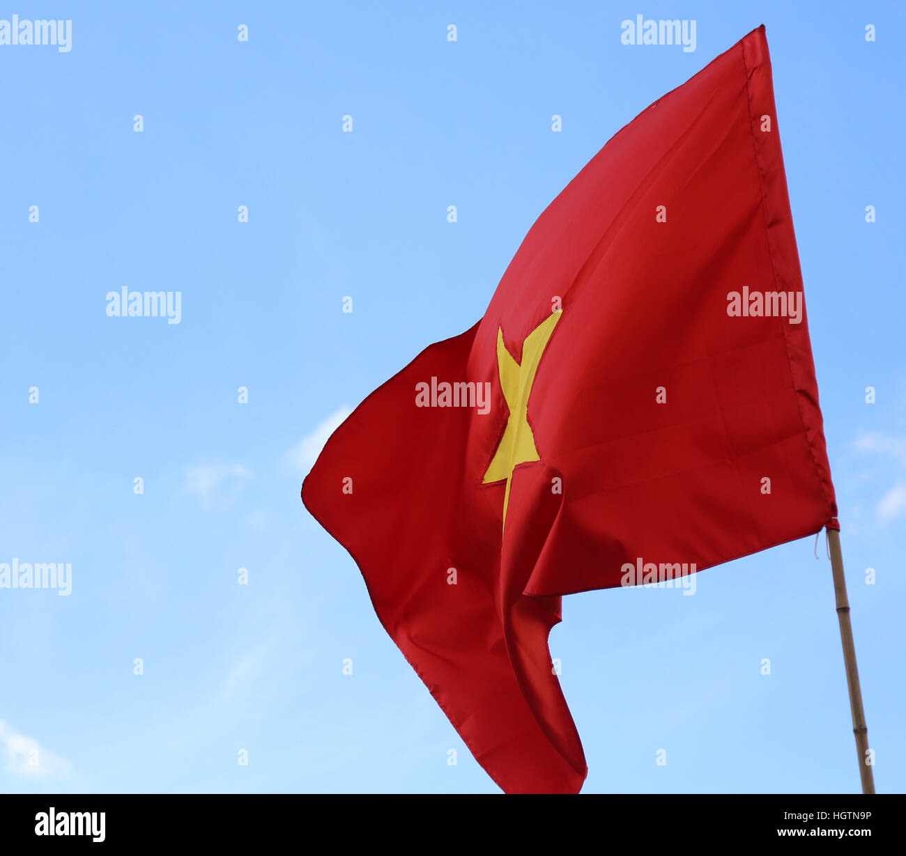 big REd flag of VIETNAM with the big yellow star Stock Photo - Alamy