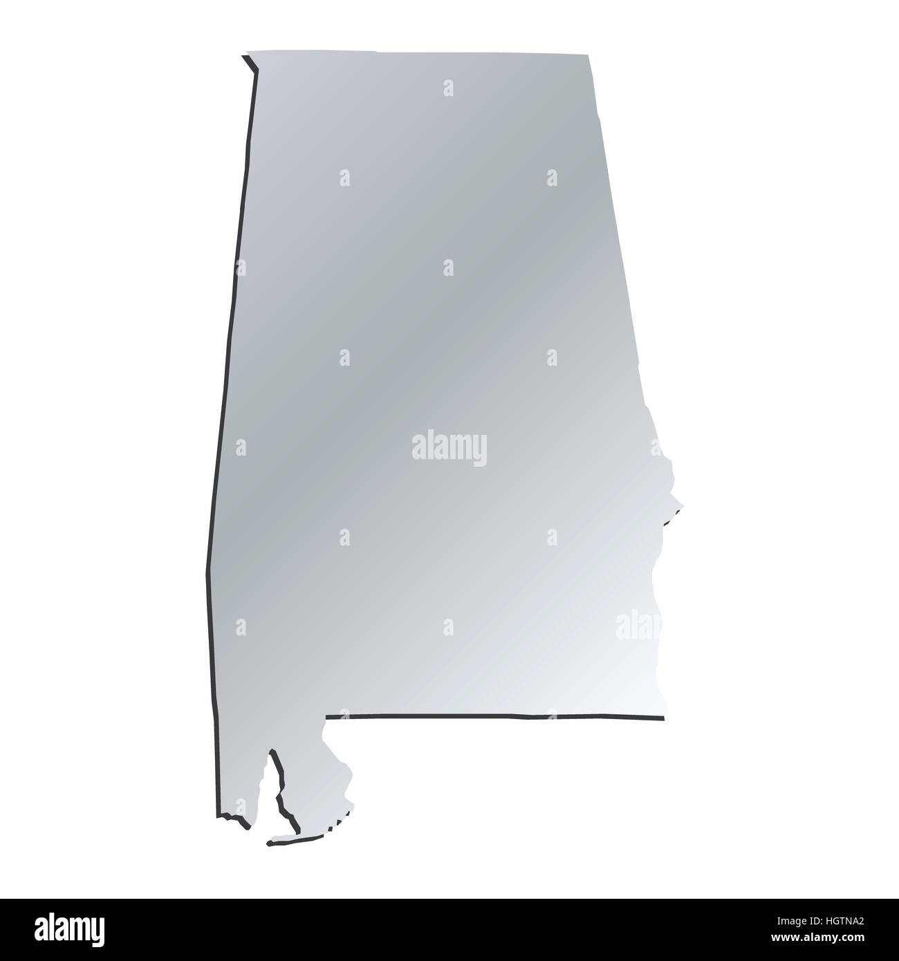 3D Alabama (USA) Silver outline map with shadow Stock Photo - Alamy