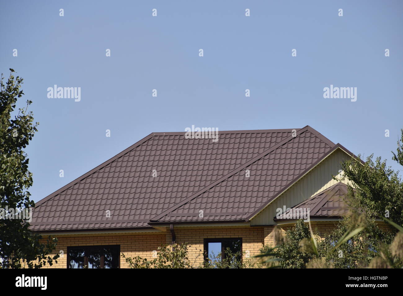 Roof metal sheets. Modern types of roofing materials Stock Photo - Alamy