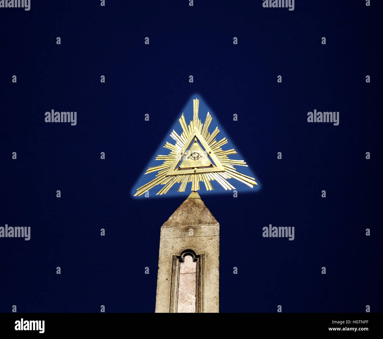 Eye of Providence over a tall obelisk by night Stock Photo - Alamy