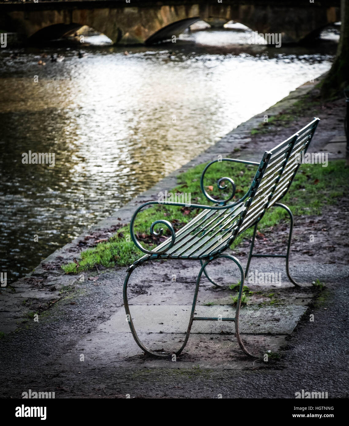 Bench by Water Stock Photo - Alamy