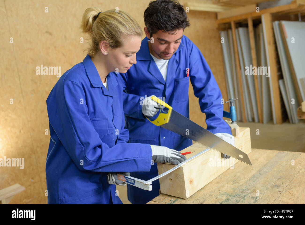 workers in carpentry workshop Stock Photo - Alamy