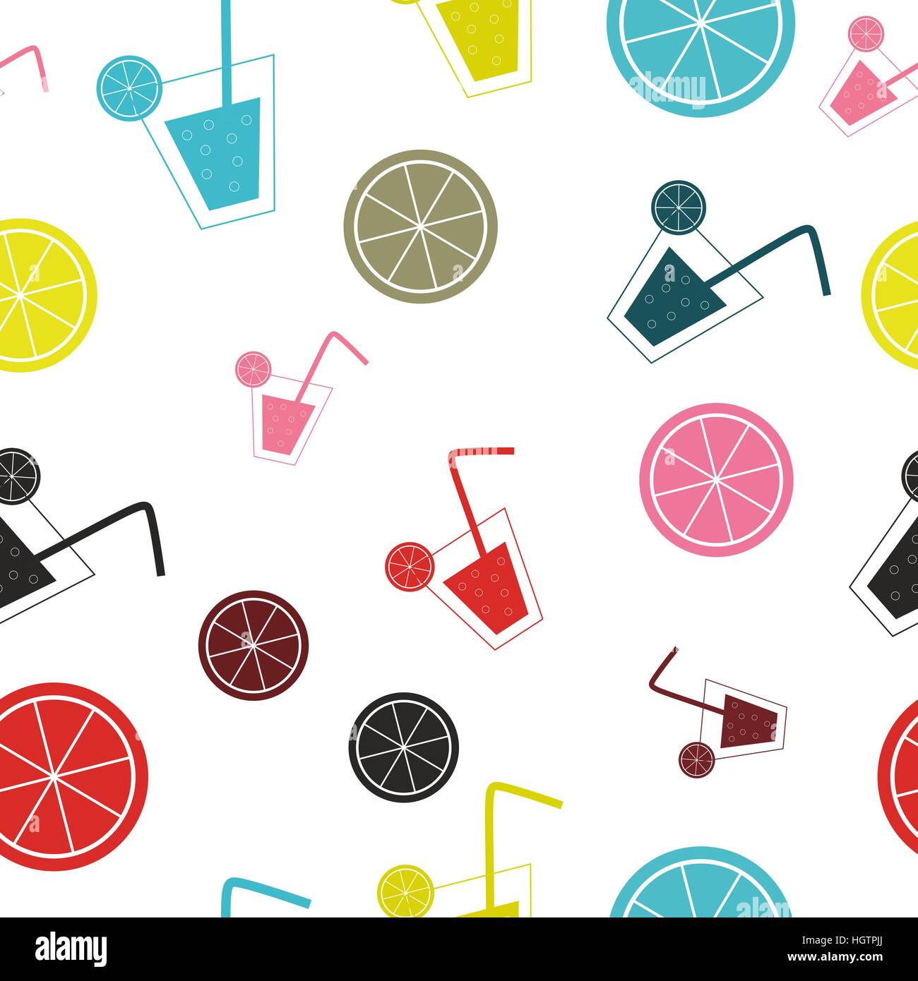 citrus Cocktail seamless pattern background vector illustration Stock ...