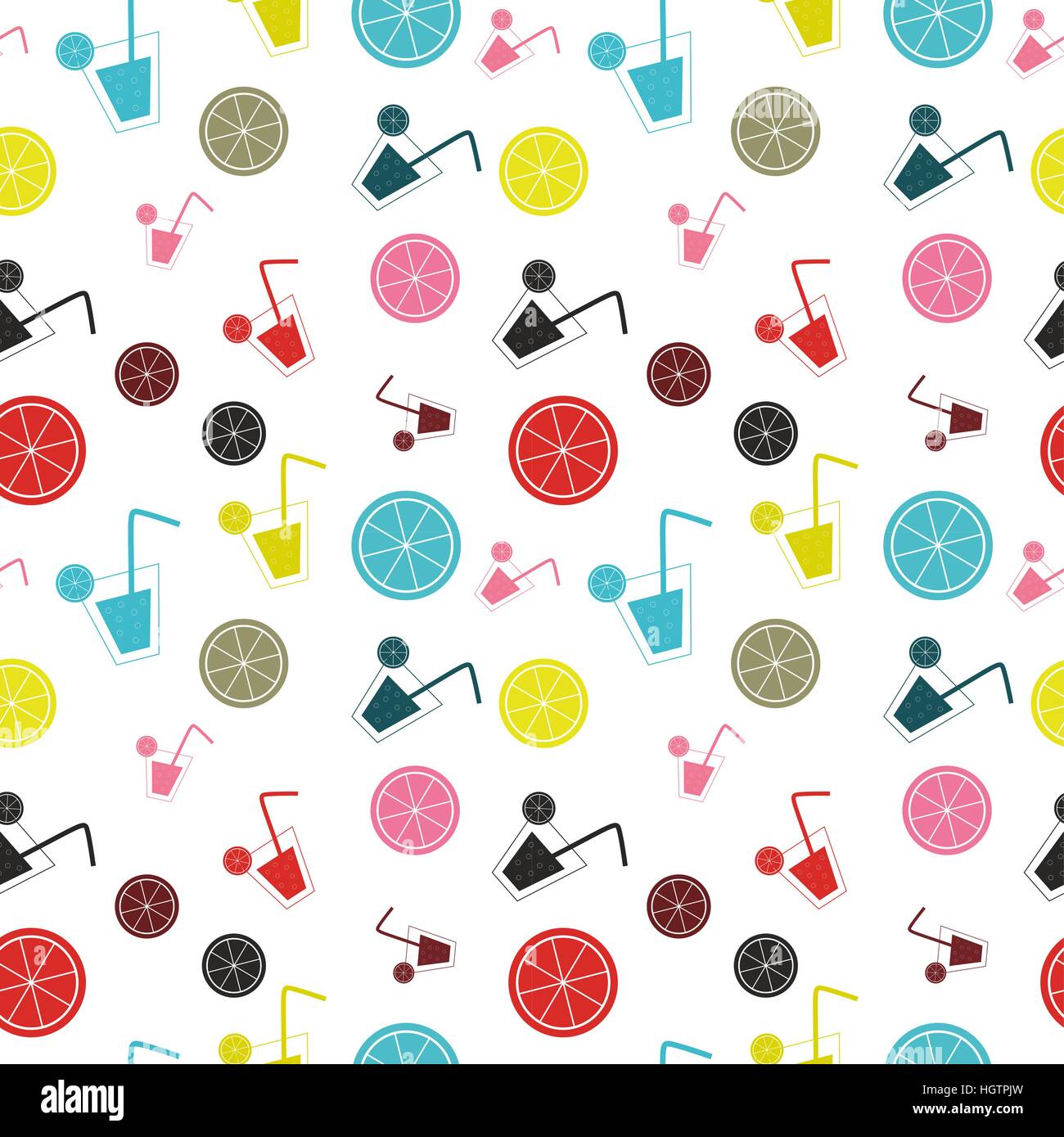 citrus Cocktail seamless pattern background vector illustration Stock ...