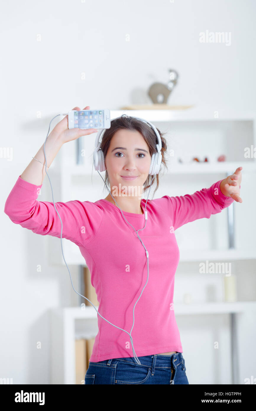girl dancing with headphones Stock Photo - Alamy