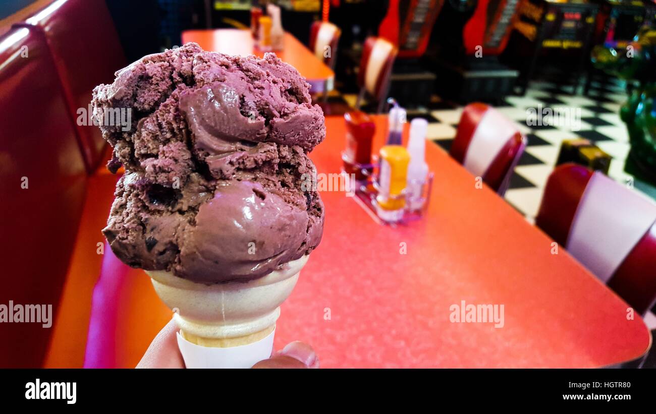 Ice Cream Cone inside a Diner Stock Photo - Alamy