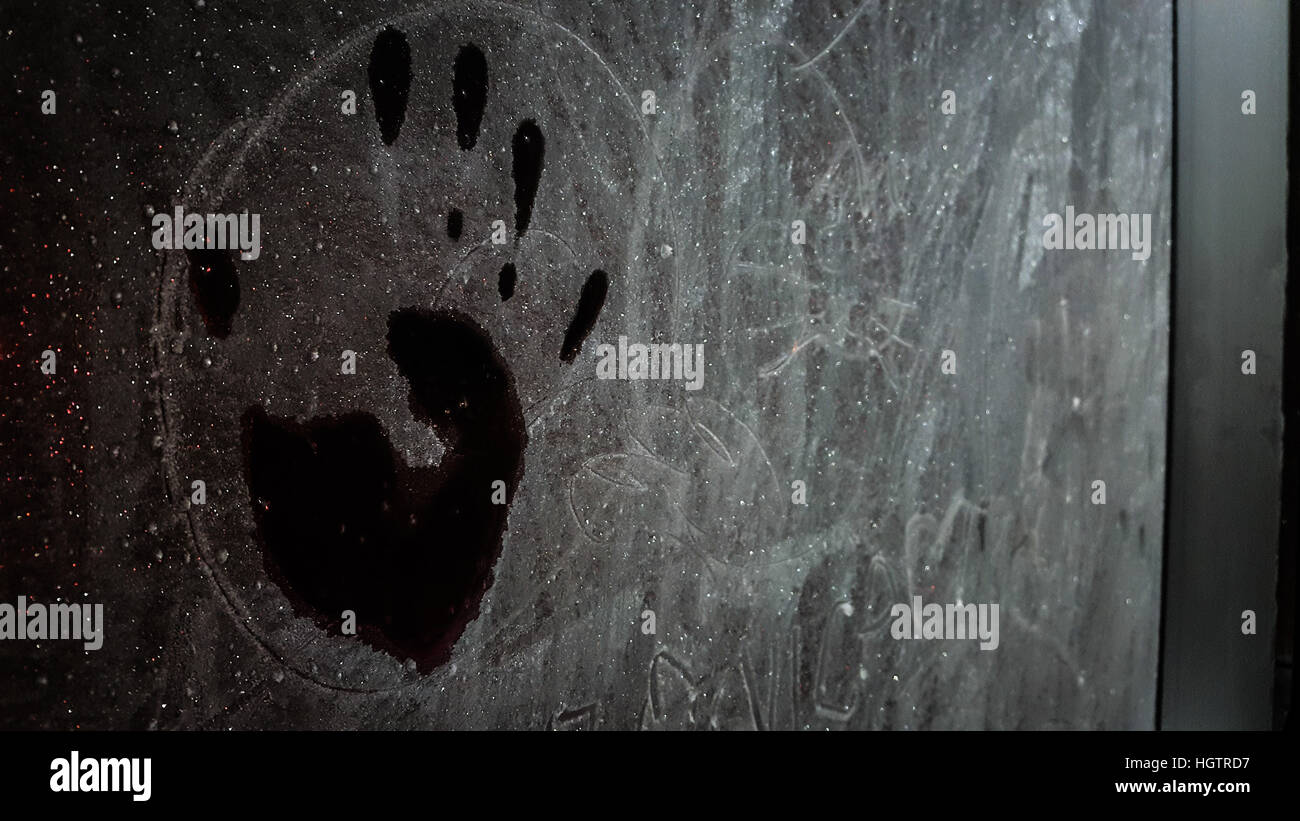 A Hand print on a Frosted Window Stock Photo - Alamy