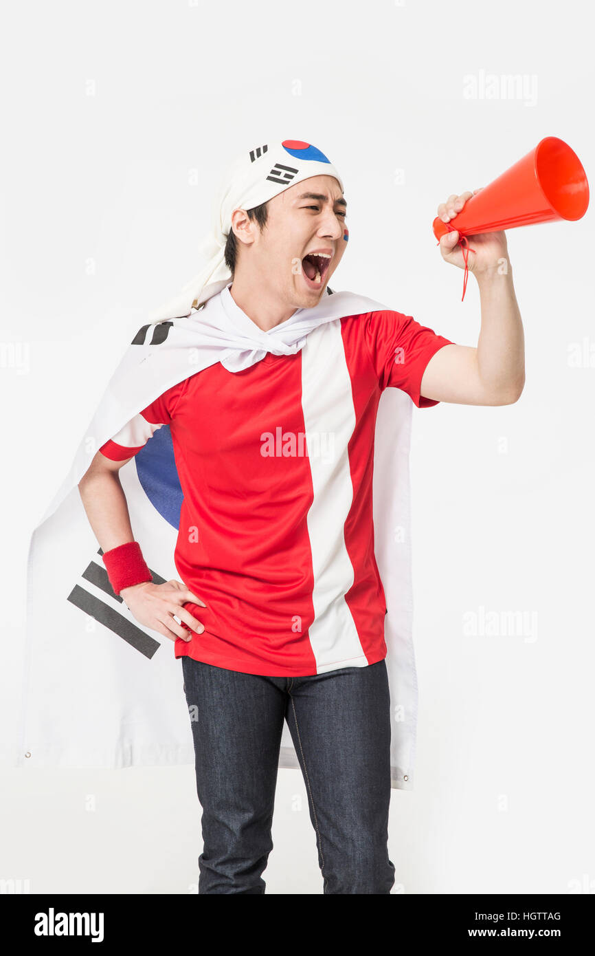Male cheerleader megaphone hi-res stock photography and images - Alamy