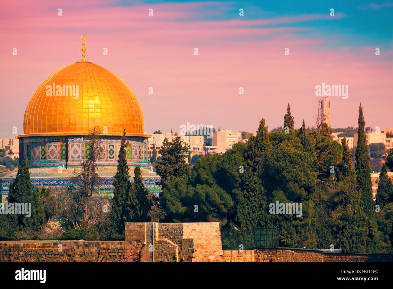 Old city Jerusalem at sunset, Israel Stock Photo - Alamy