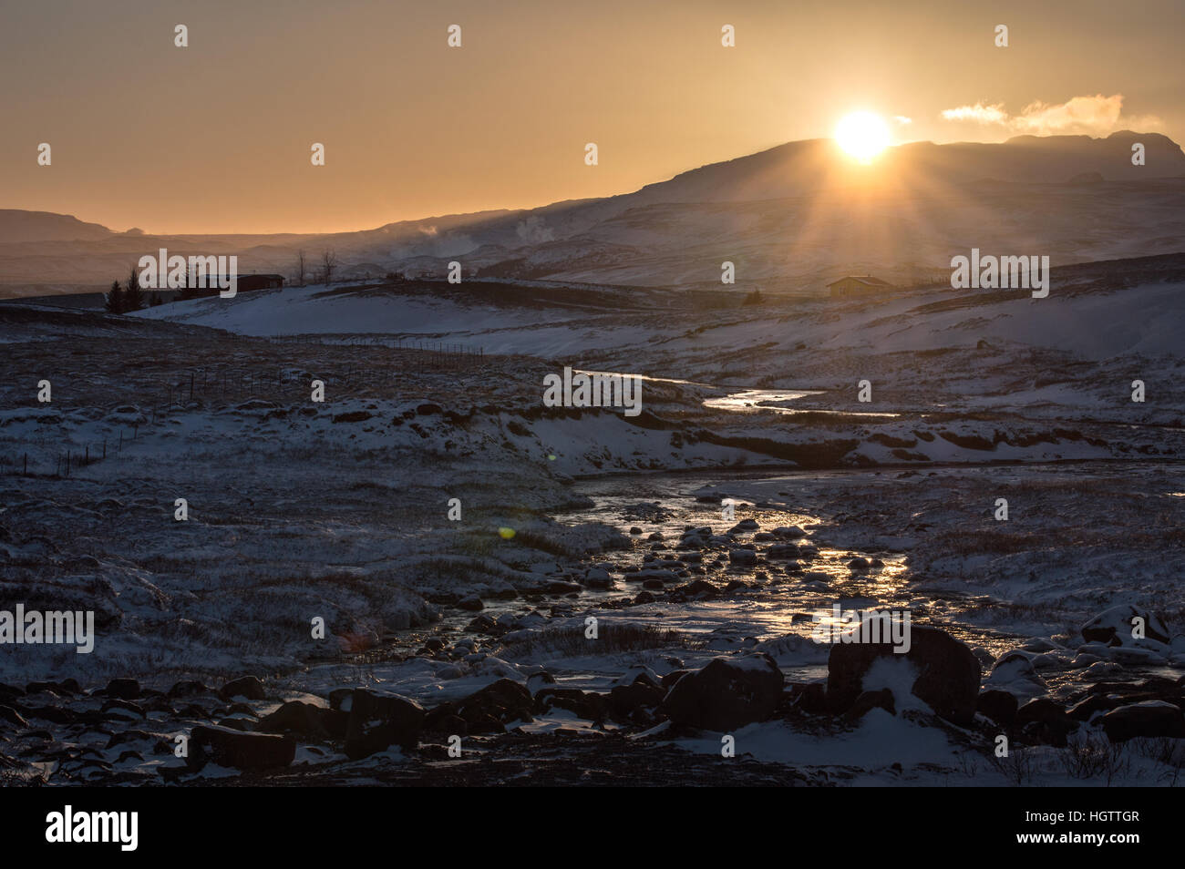 Stream snow sunset hi-res stock photography and images - Alamy
