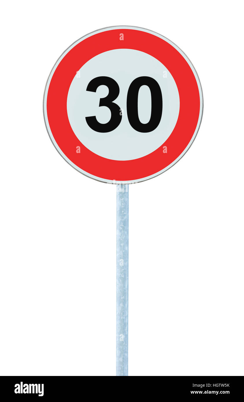 Speed Limit Zone Warning Road Sign, Isolated Prohibitive 30 Km ...
