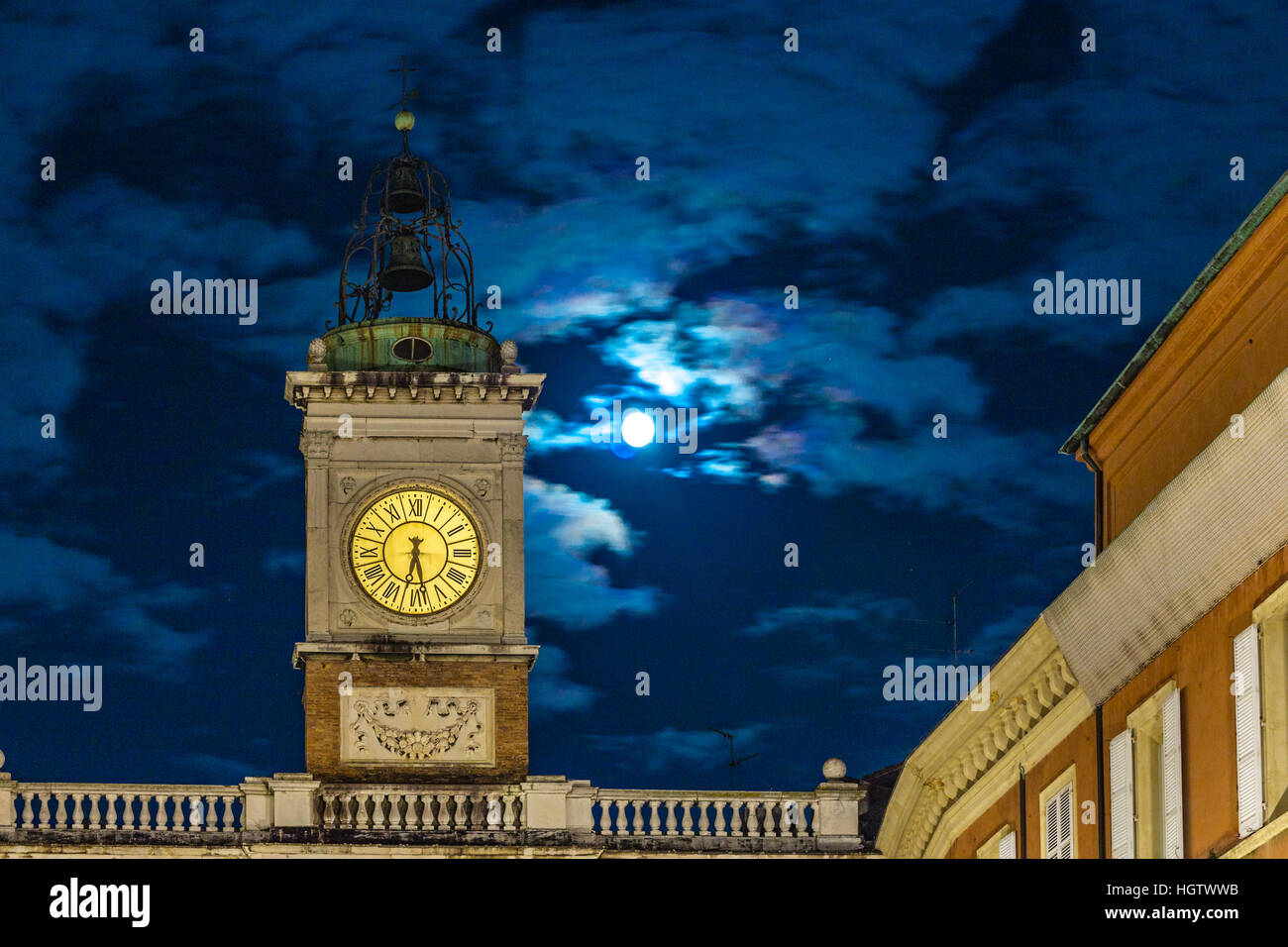 ancient clock tower at night Stock Photo - Alamy