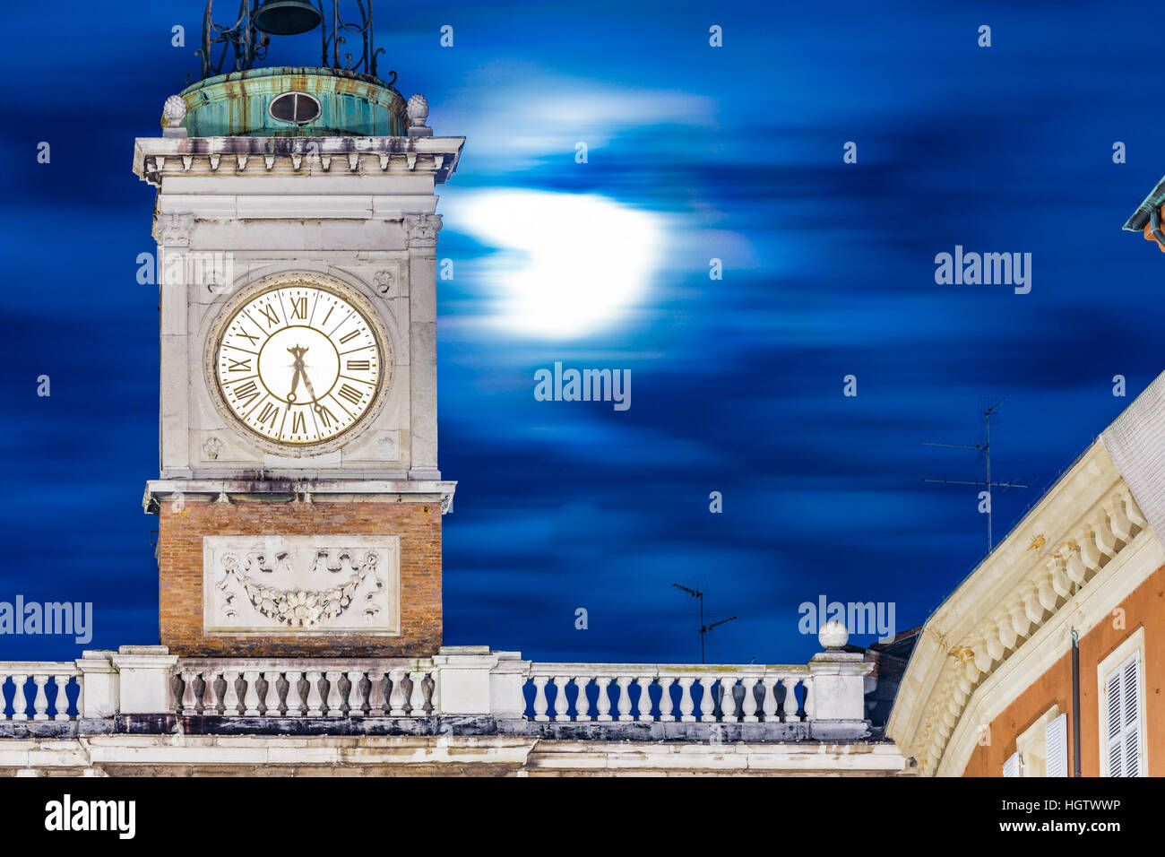 ancient clock tower at night Stock Photo - Alamy