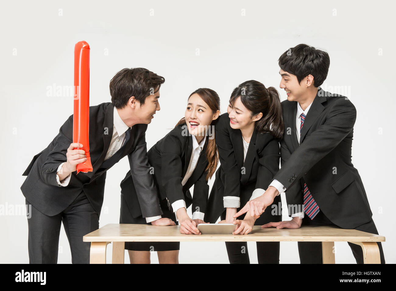 Young smiling business people cheering together Stock Photo - Alamy
