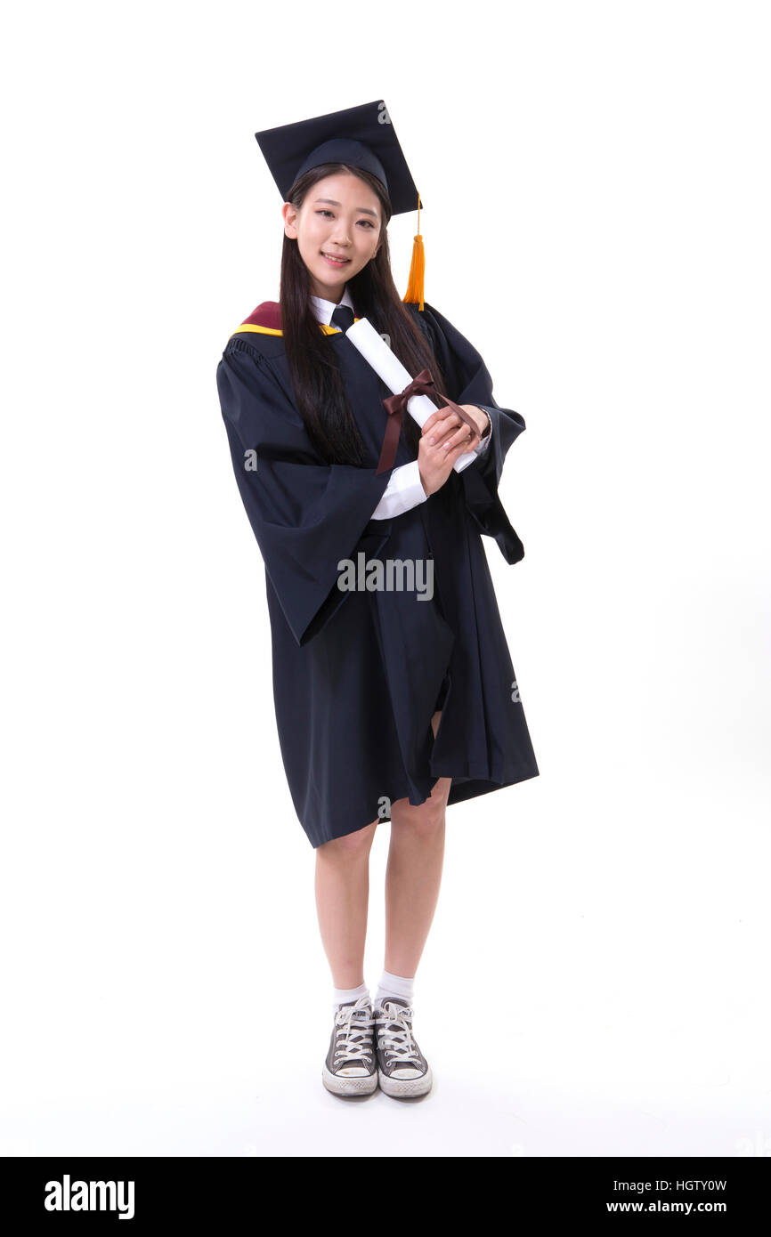 Smiling female graduate Stock Photo - Alamy