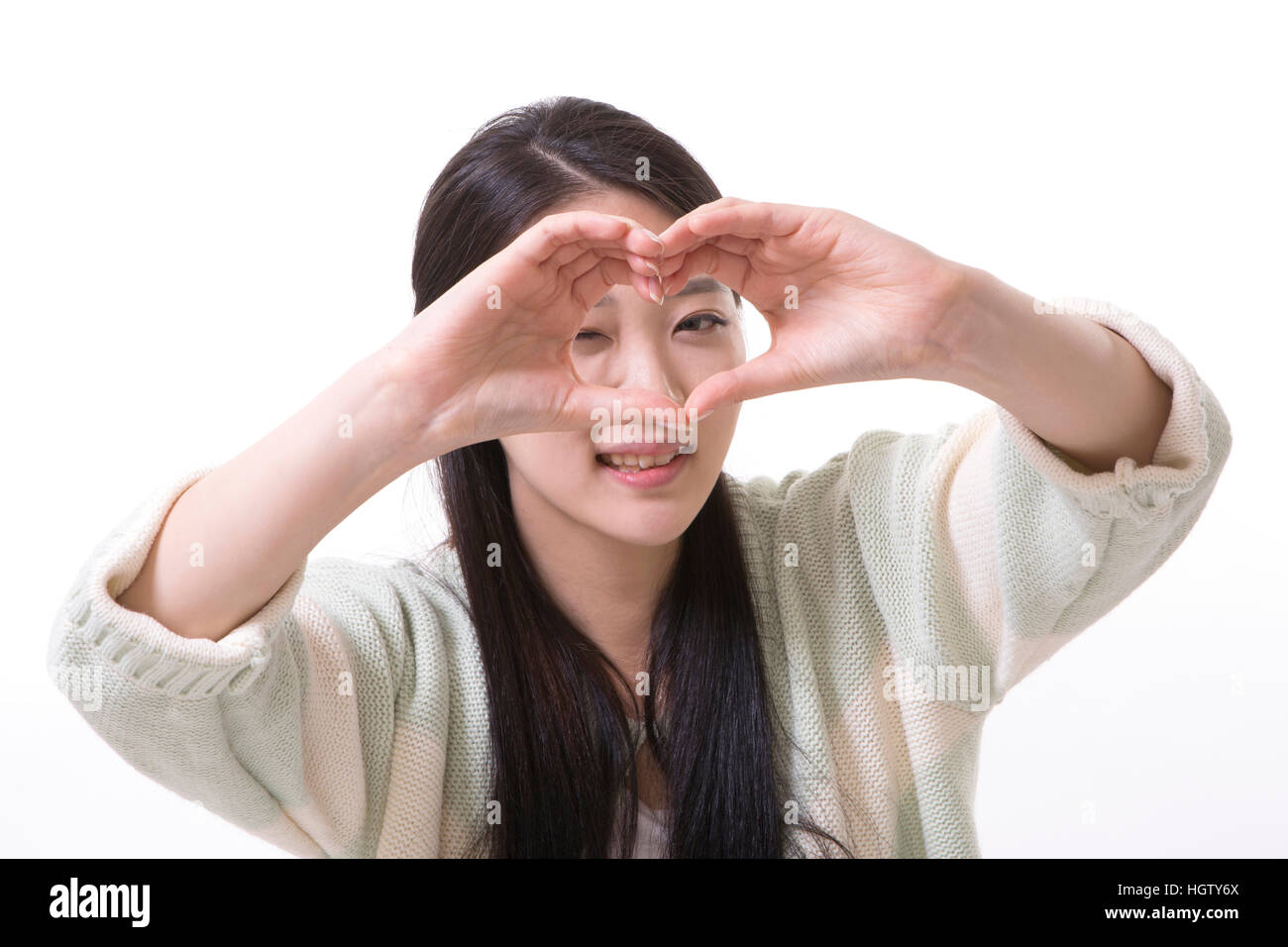 Portrait woman finger on hi-res stock photography and images - Alamy