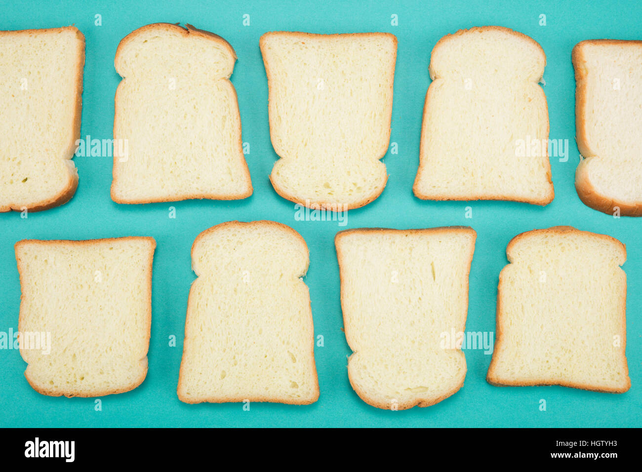 High angle view of slices of bread Stock Photo - Alamy