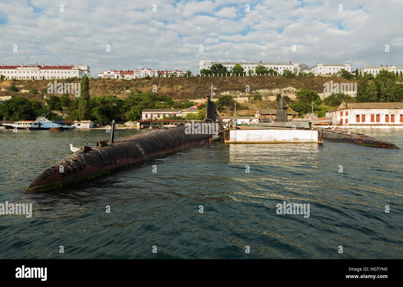 Submarine in floating dock of South Bay Stock Photo - Alamy