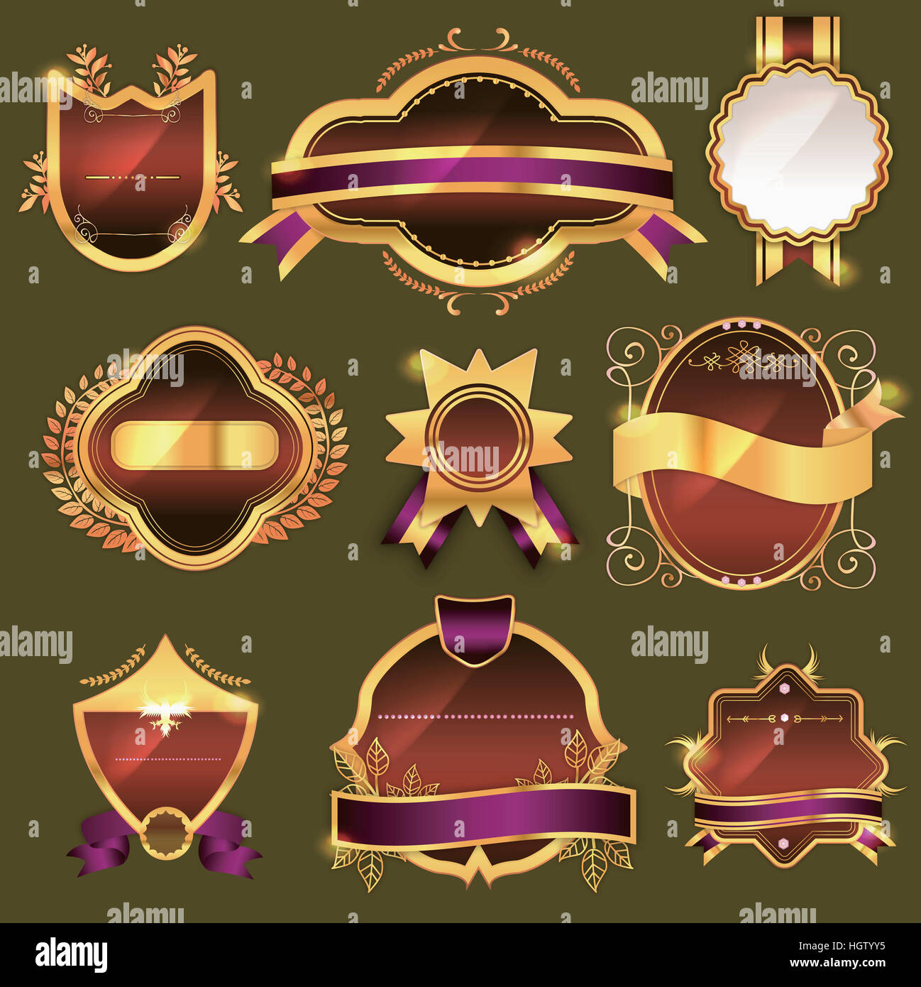 Various emblem labels Stock Photo - Alamy