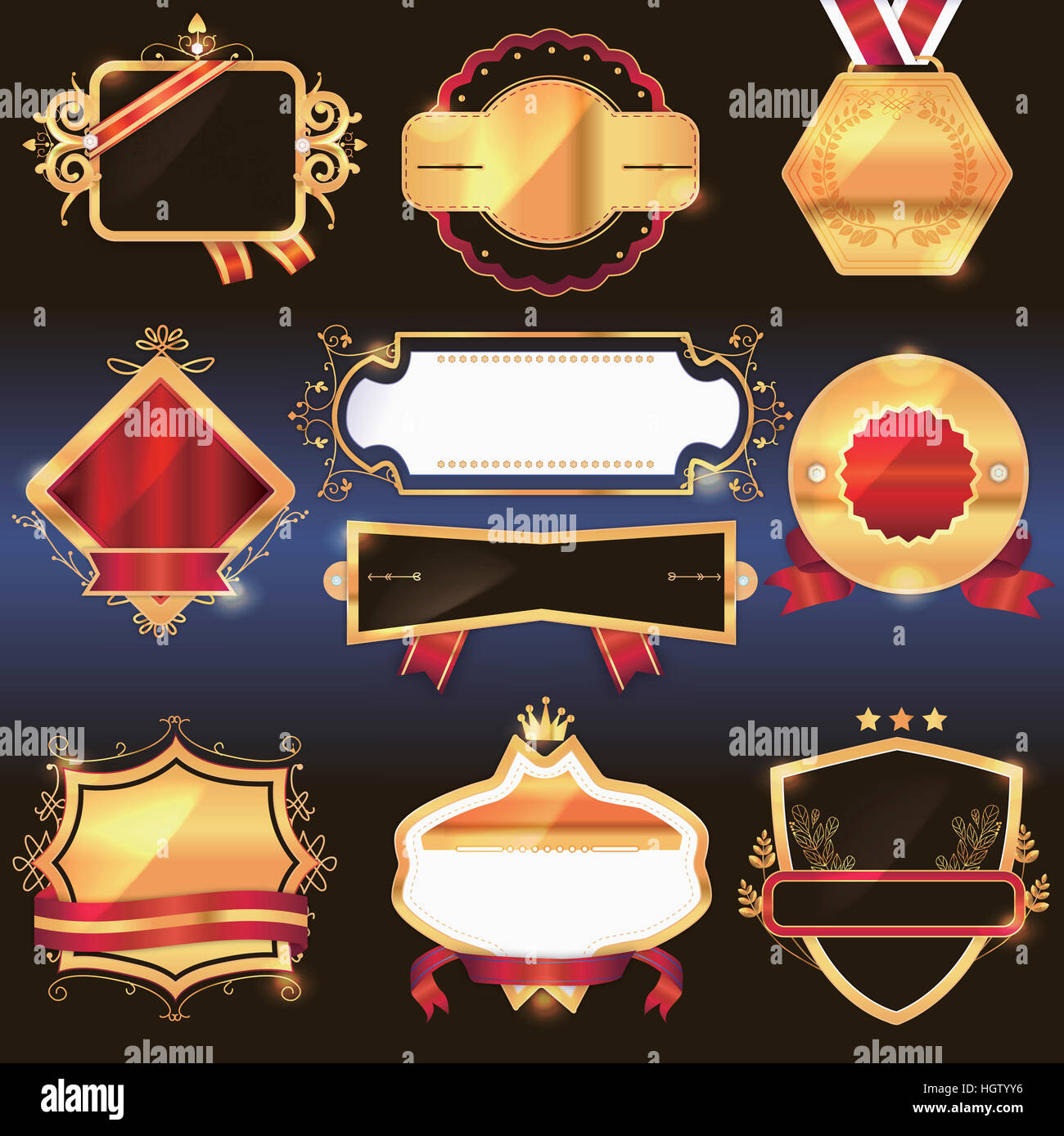 Various emblem labels Stock Photo - Alamy