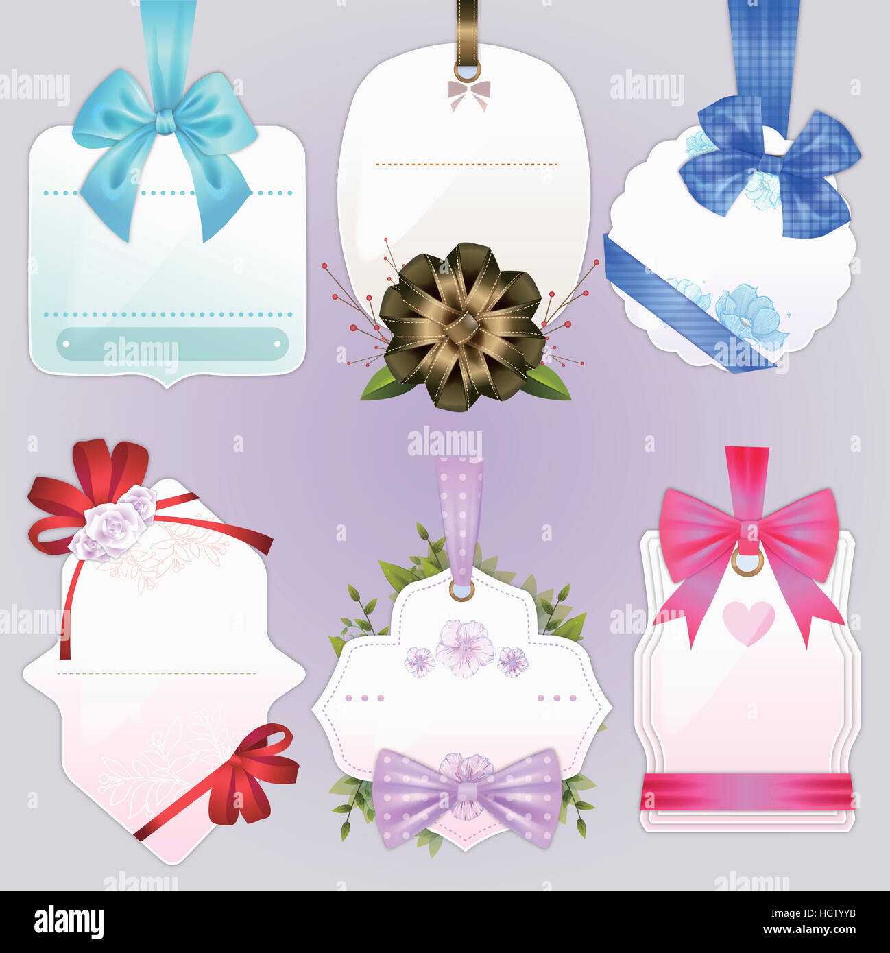 Various labels with ribbons Stock Photo - Alamy