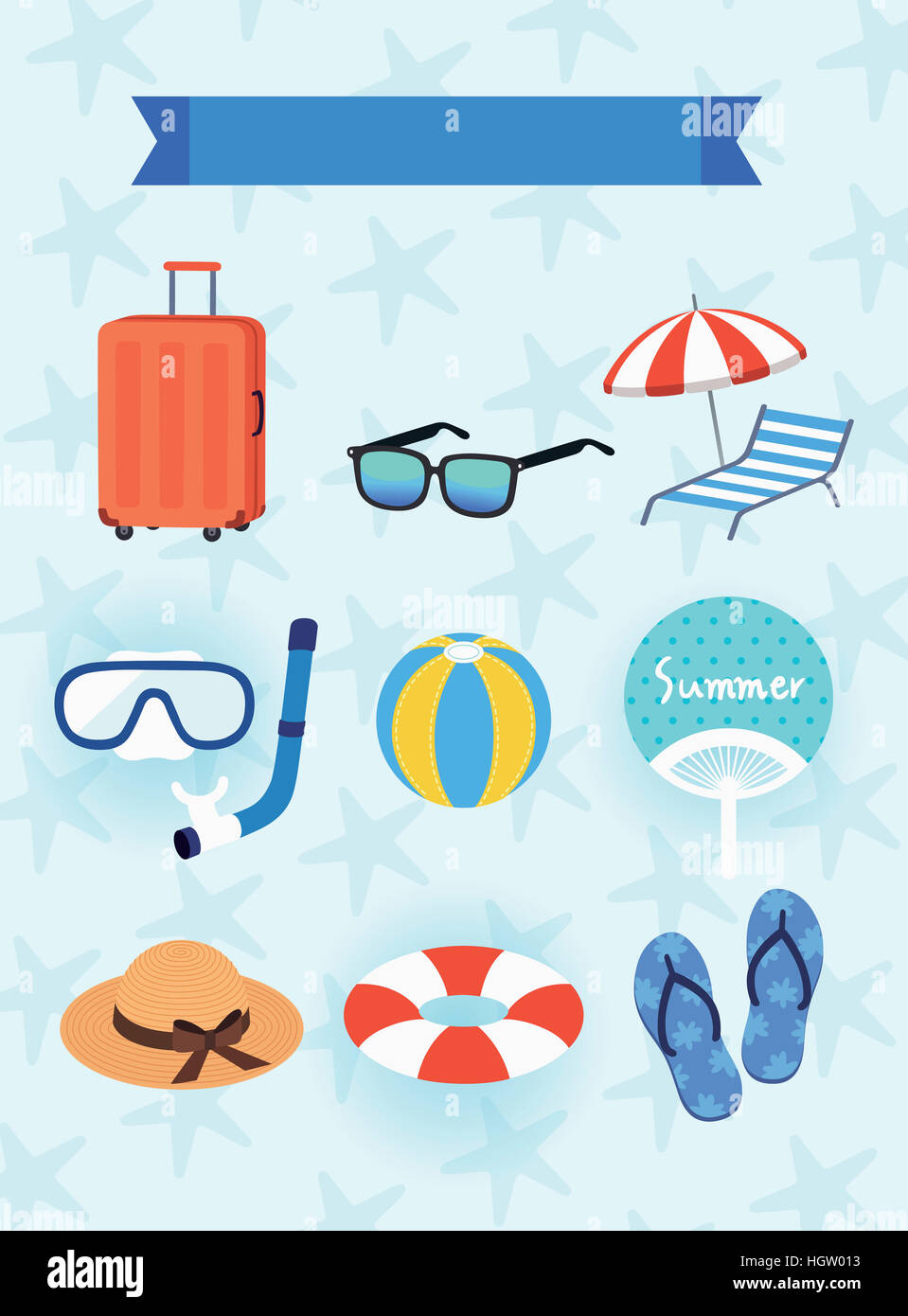 Various elements for summer vacation Stock Photo - Alamy