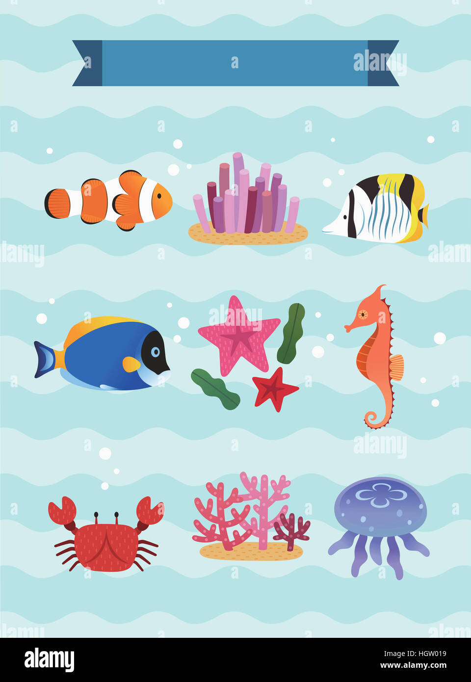 Various sea creatures in summer Stock Photo - Alamy
