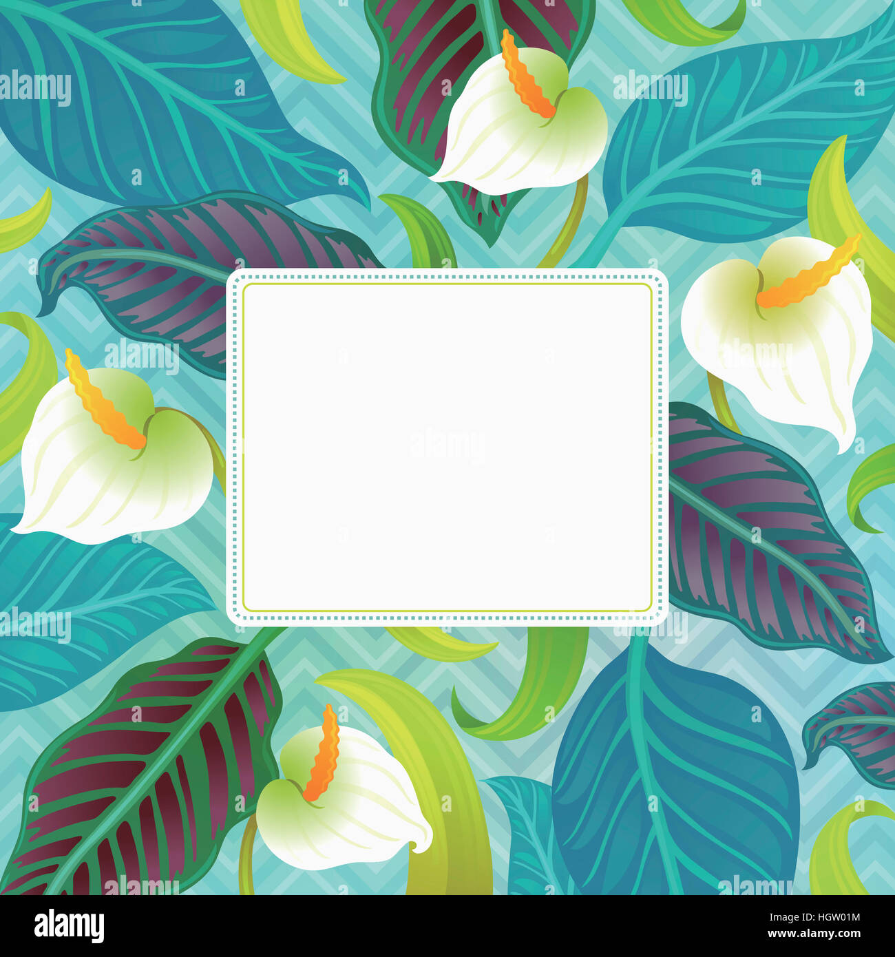 Frame with flowers and leaves Stock Photo - Alamy