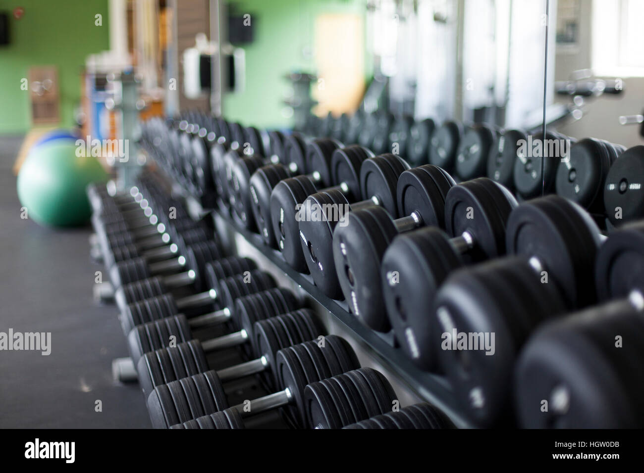 Close up of weights in Gym Stock Photo - Alamy