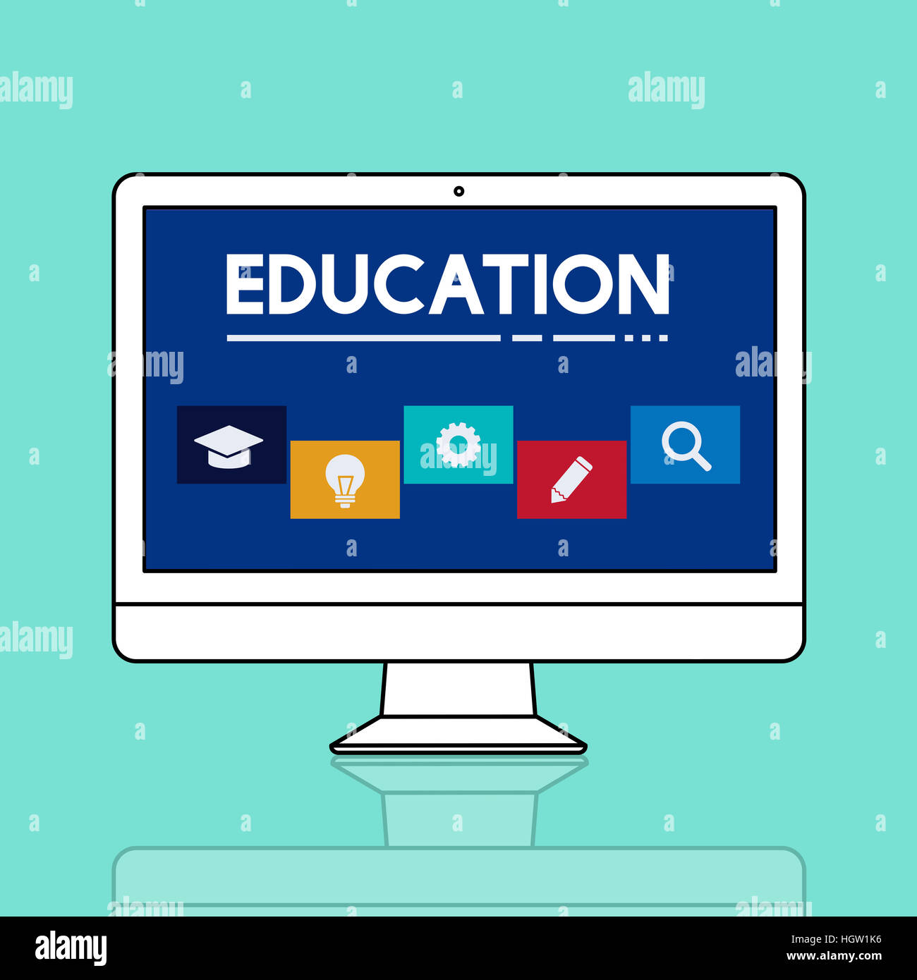 Education School Icon Boxes Concept Stock Photo - Alamy