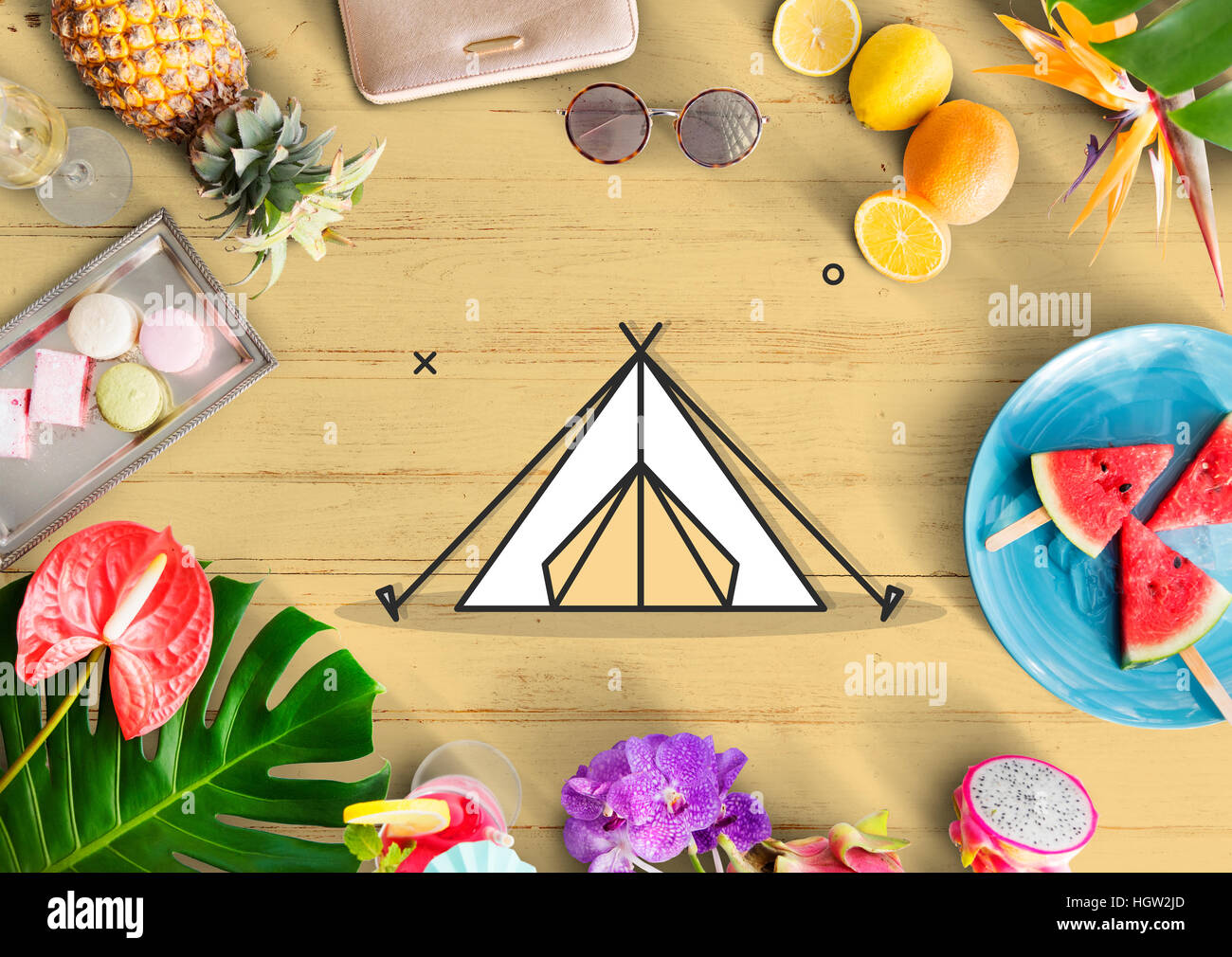 Adventure Journey Camping Traveling Explore Tent Concept Stock Photo ...