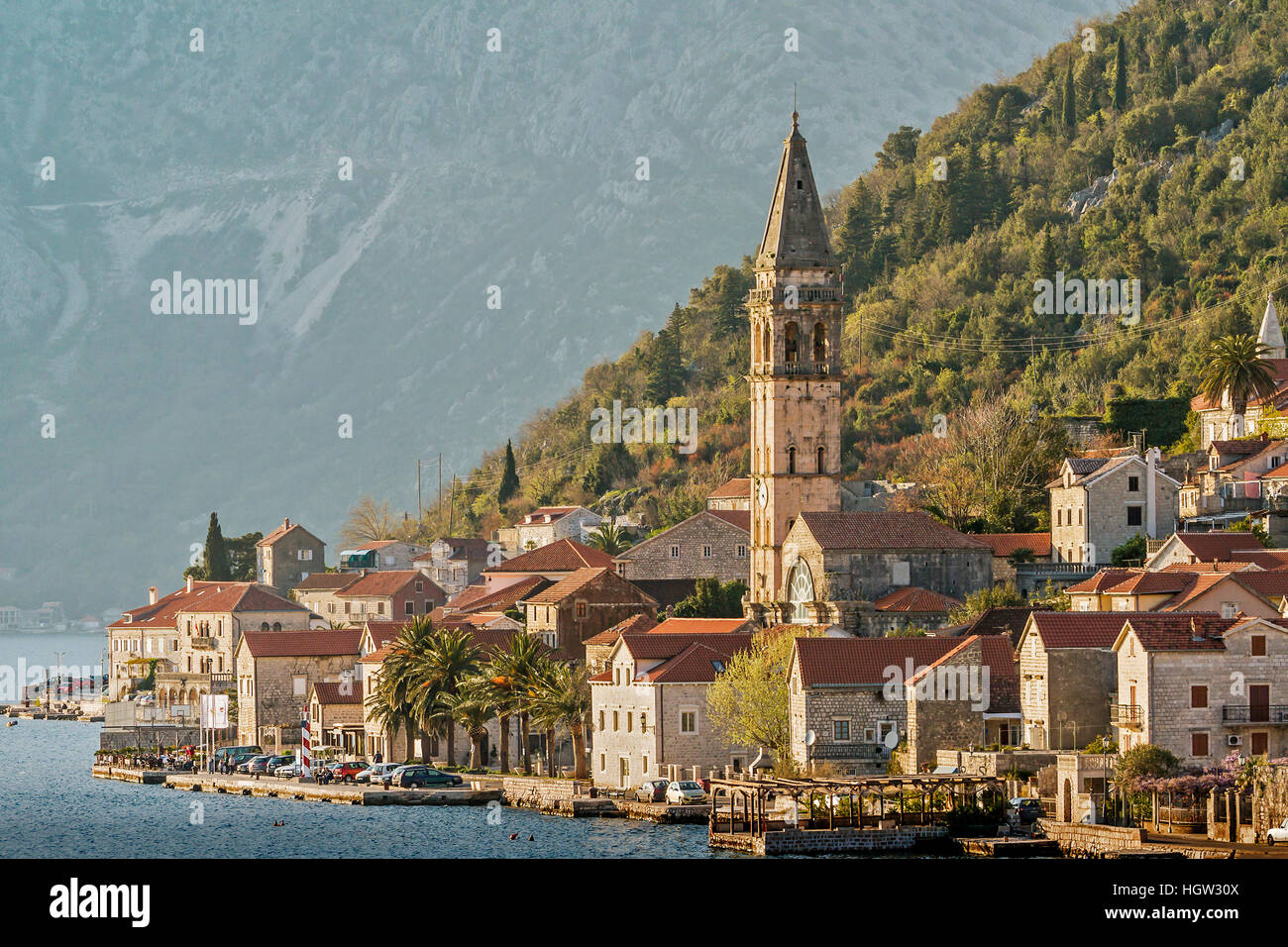 The Small Village Of Dobrota Montenegro Stock Photo - Alamy