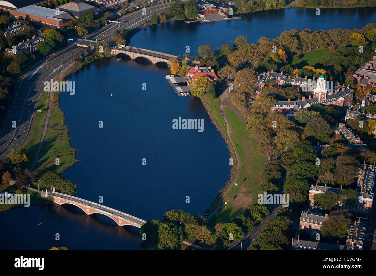 Aerial View Of Charles River With Views Of John W. Weeks Bridge And ...