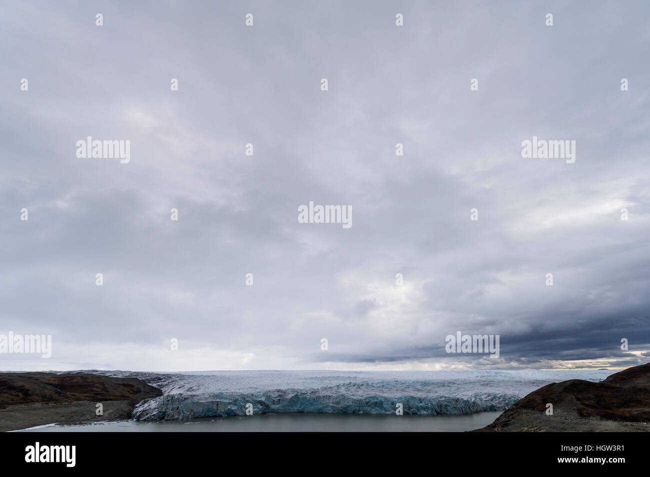 The ice fracture zone of a glacier on the Greenland Ice Sheet ending in ...