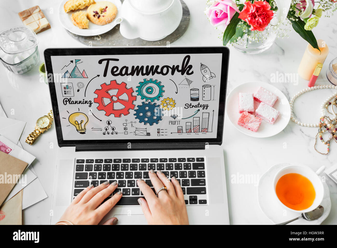 Teamwork Collaboration Unity Corporate Gear Concept Stock Photo - Alamy