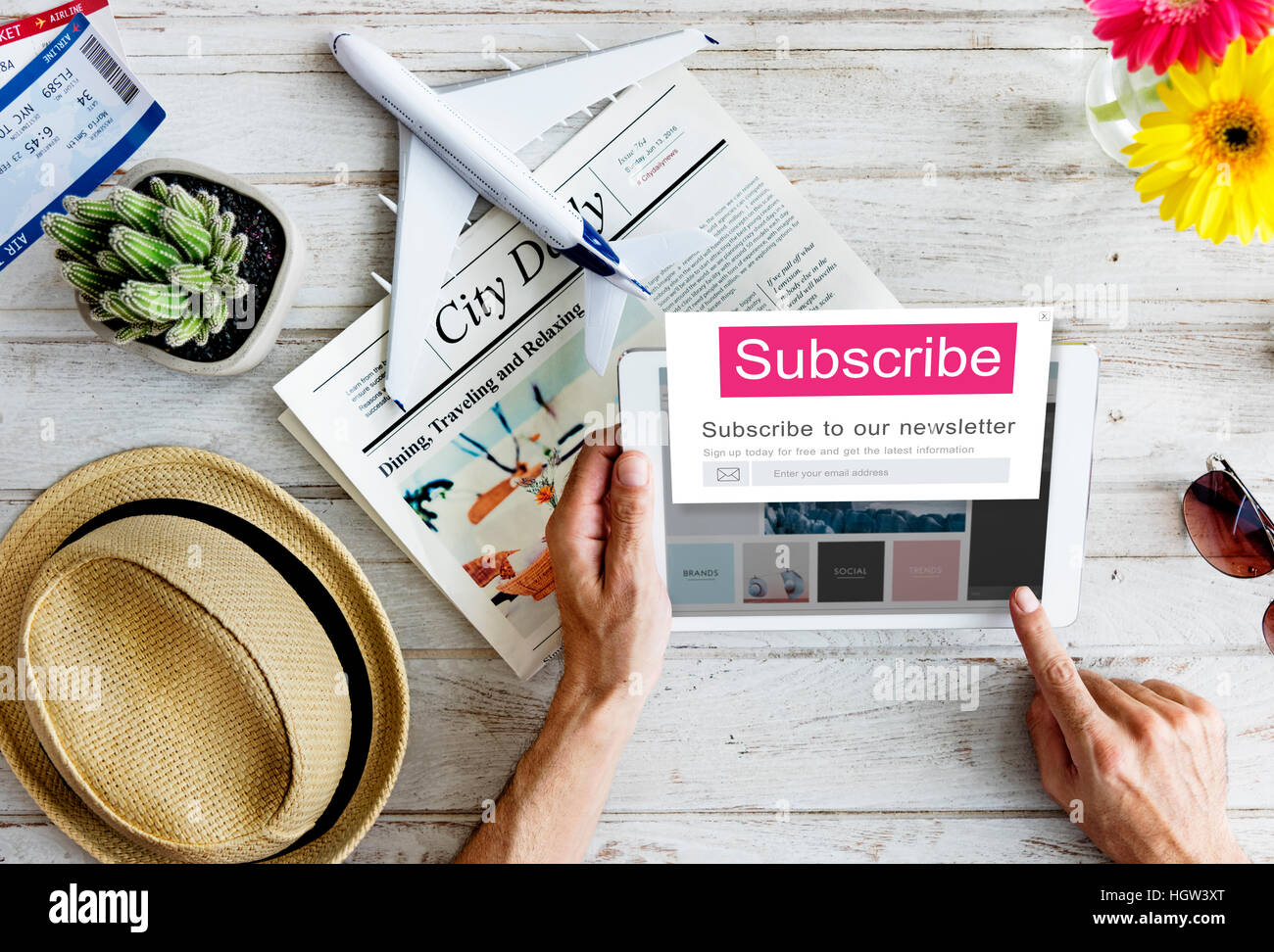 Subscribe Member Register Social Advertising Concept Stock Photo - Alamy