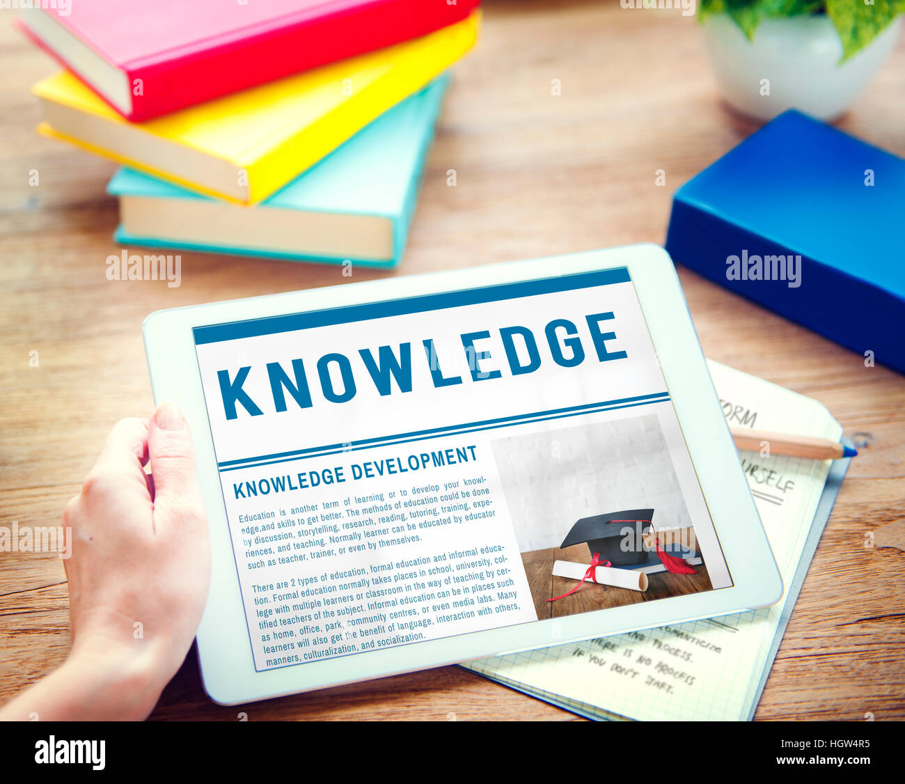 Graduation Hat Diploma Degree Knowledge Concept Stock Photo - Alamy