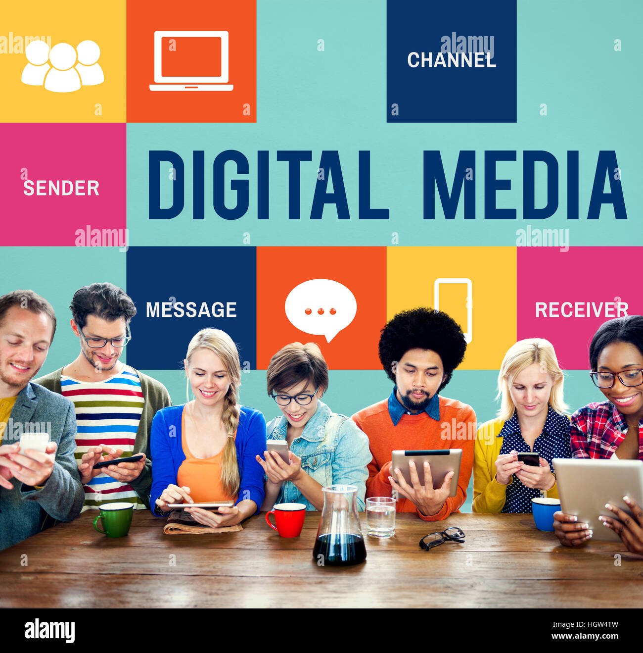 Media Technology Online Digital Networking Concept Stock Photo - Alamy