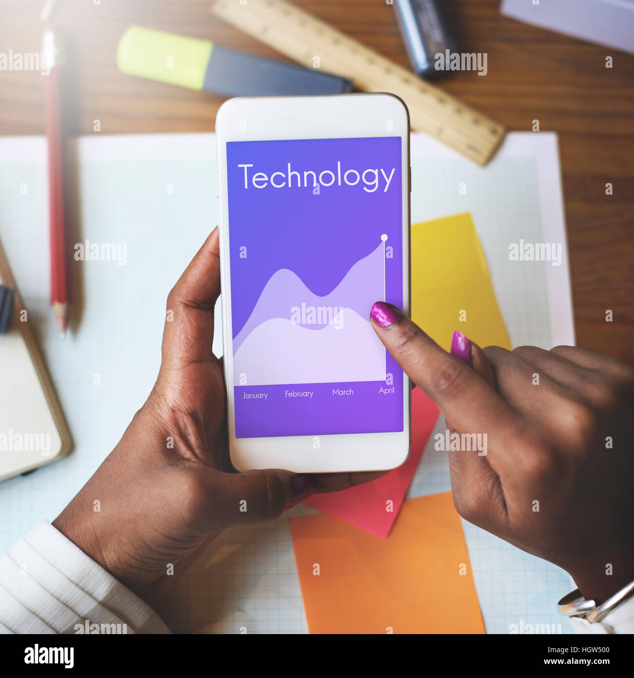 Connection Technology Monthly Graph Stock Photo - Alamy