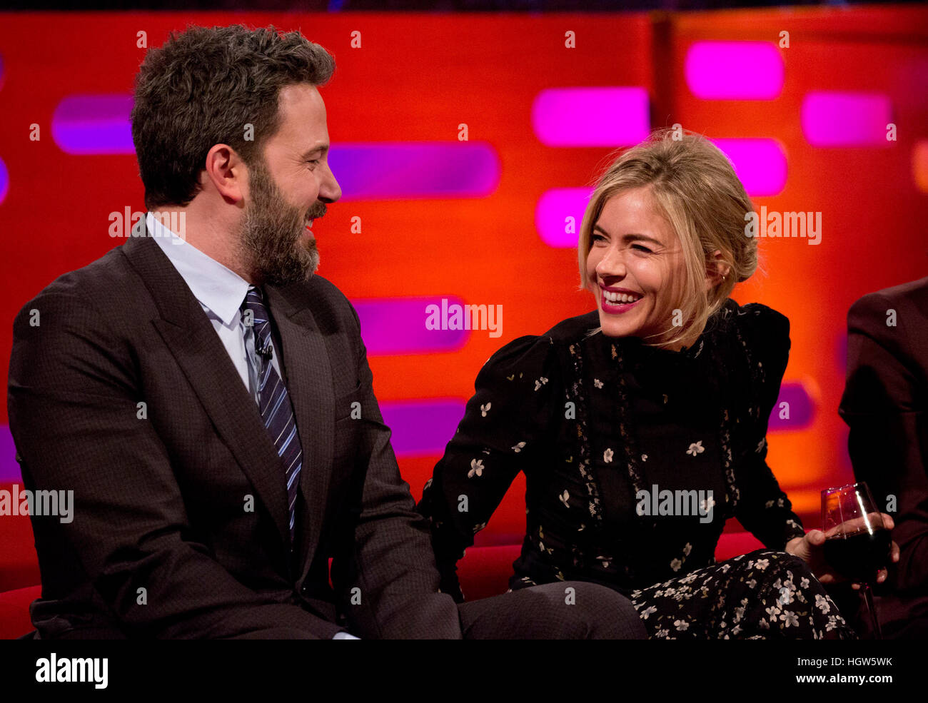 Ben Affleck and Sienna Miller during filming of the Graham Norton Show ...