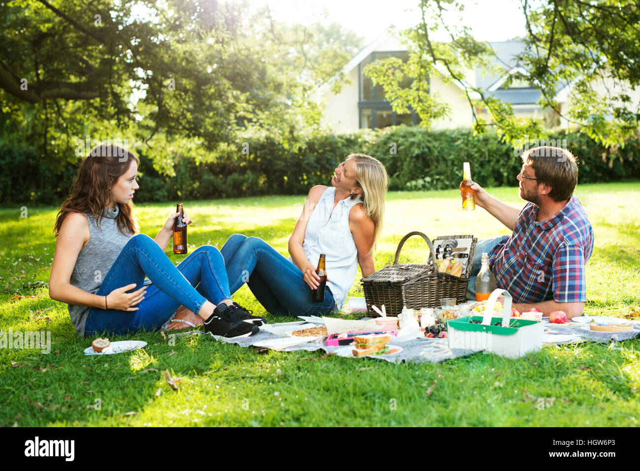 Family Picnic Outdoors Togetherness Relaxation Concept Stock Photo - Alamy