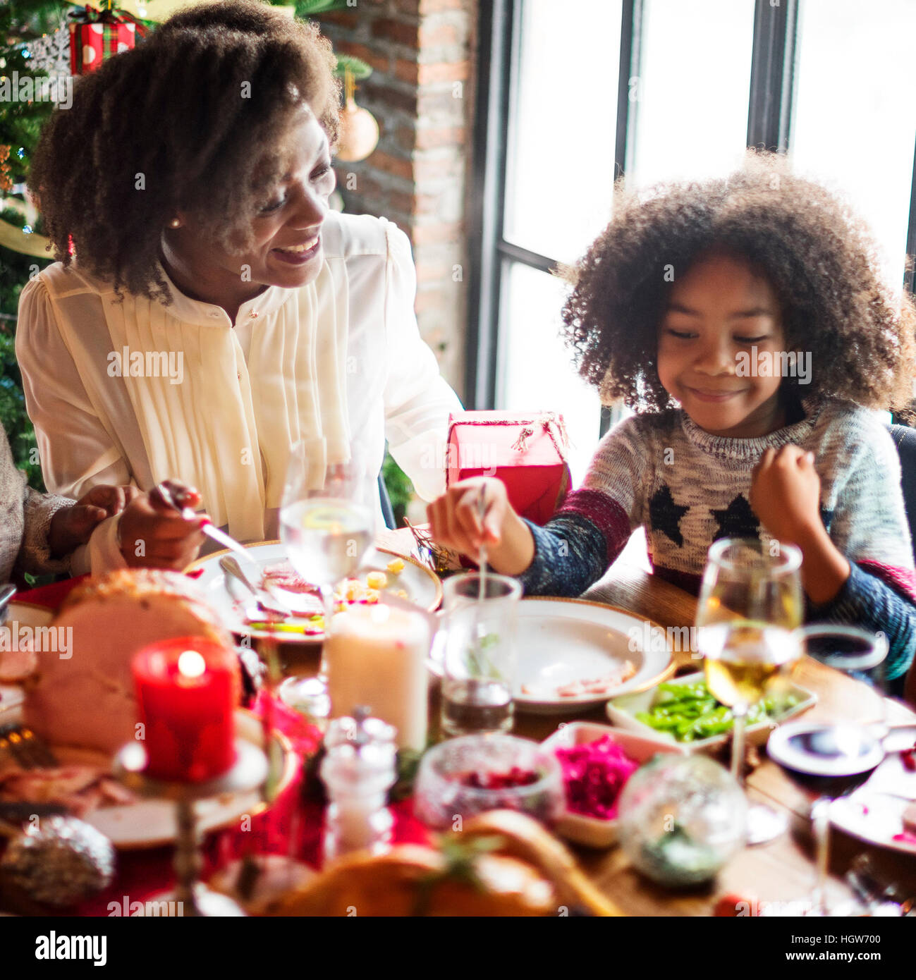 Family Together Christmas Celebration Concept Stock Photo - Alamy